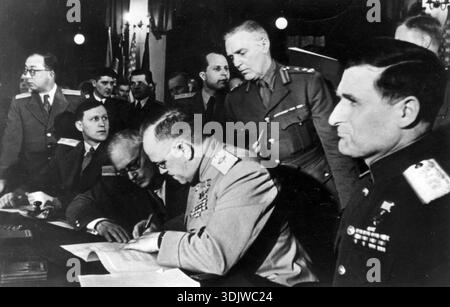 Signing of the unconditional surrender of the fascist German Wehrmacht ...