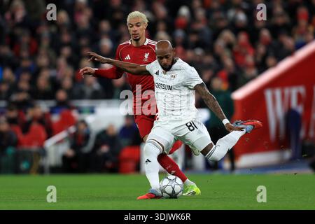 Liverpool, England, 28th January 2026. Jeremie Frimpong of Liverpool ...