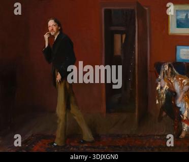 Portrait Robert Louis Stevenson, his wife, mother and step-sister, ca ...