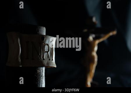 INRI sign on crucifix, Christian symbol of Jesus Christ Stock Photo - Alamy