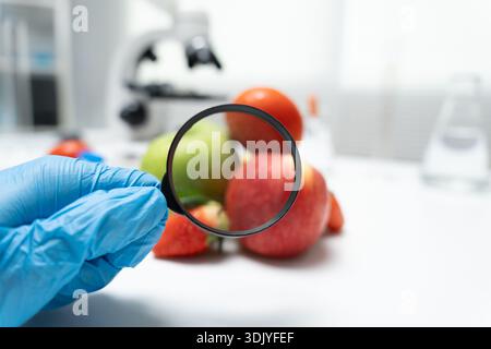 Scientist use magnifying glass to check physical occur from chemical on ...
