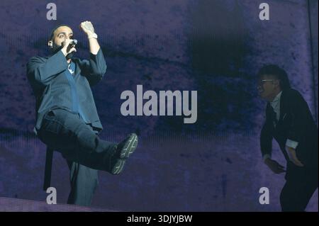 Madrid, Spain. 28th Jan, 2026. Recording artist Eladio Carrion performs ...