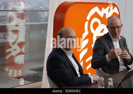 ING CEO Peter Adams and ING CFO Hans De Munck pictured during a press ...