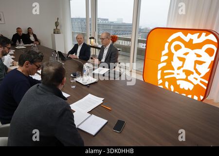 ING CEO Peter Adams and ING CFO Hans De Munck pictured during a press ...
