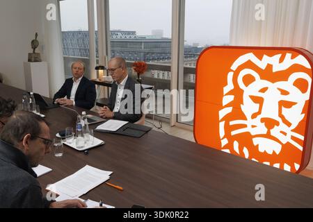 ING CEO Peter Adams and ING CFO Hans De Munck pictured during a press ...