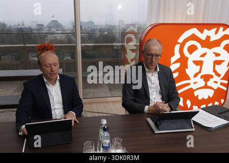 ING CEO Peter Adams and ING CFO Hans De Munck pictured during a press ...