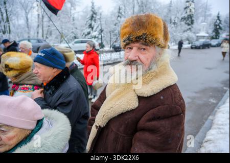 Kyiv, Ukraine - 29th January,2026: Adult man with fur hat and beard ...