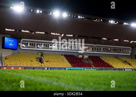 A general view of Stade Louis II shows empty seats prior to the UEFA ...