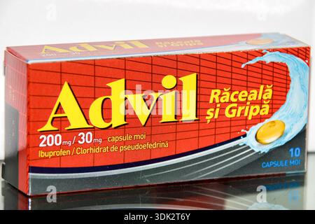 Close-up of Advil brand ibuprofen tablets on a store shelf in Lafayette ...