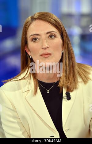 Roberta Metsola , Bruno Vespa The President of the European Parliament ...