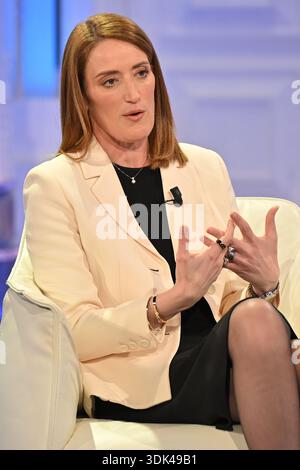 Roberta Metsola , Bruno Vespa The President of the European Parliament ...