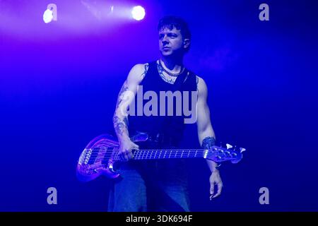 Rudy Purkart from French metalcore band Landmvrks performs live at ...