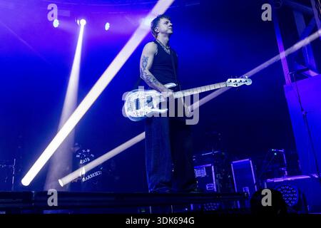Rudy Purkart from French metalcore band Landmvrks performs live at ...