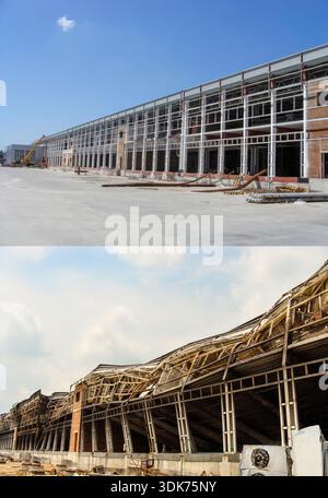 Industrial warehouse with sandwich panels before and after fire safety ...