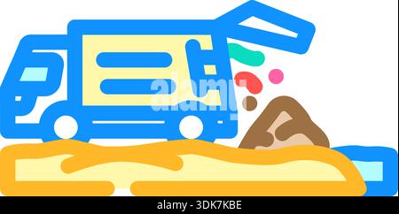 Garbage truck unloading waste at landfill isometric pictogram Stock ...