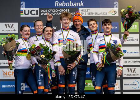 Dutch riders pictured after winning the Team Relay race at the UCI ...