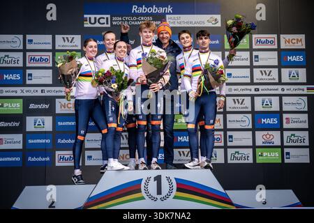 Dutch riders pictured after winning the Team Relay race at the UCI ...