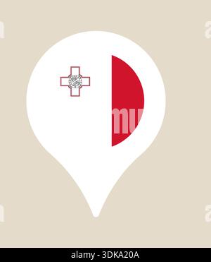 Malta Flag Map Pointer Design with Shadow. Vector illustrator Stock ...