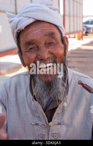 Portrait of a Chinese Elder at Jingbian Wave Valley in China Stock ...