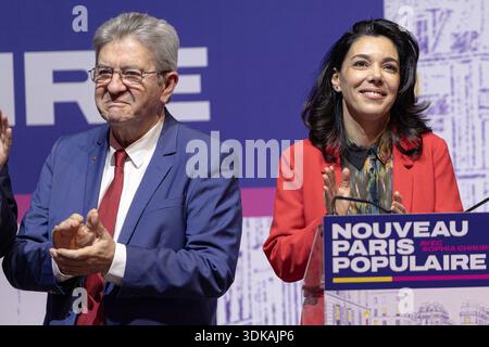 Jean-Luc Melenchon, Sophia Chikirou and "La France insoumise" members ...
