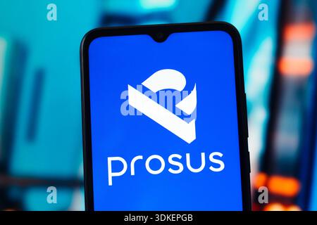 In this photo illustration, the Prosus logo is displayed on a ...
