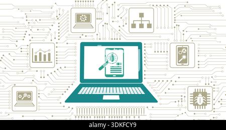 Concept of software testing with icons integrated in circuit Stock ...