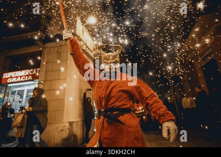 Barcelona, Spain. 31 January, 2026: Fire runners dance to traditional ...