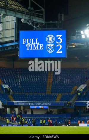 The final score board after the Chelsea v West Ham United Premier ...