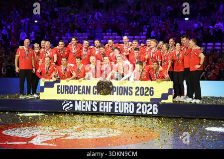 HERNING, DENMARK - FEBRUARY 1: Gold team Denmark during the EHF EURO ...