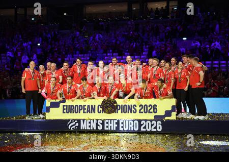 HERNING, DENMARK - FEBRUARY 1: Gold team Denmark during the EHF EURO ...