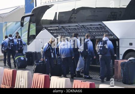 Finnish Olympic team arrives at the Olympic Village in Milan Stock ...