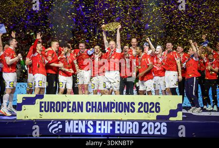 Gold medalist Team Denmark during the Men's EHF EURO 2026 medal ...