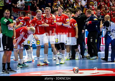 HERNING, DENMARK - FEBRUARY 1: celebration after victory team Denmark ...