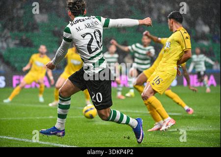 Lisbon, Portugal. 1 February 2026. Maxi Araujo defender of Sporting CP ...