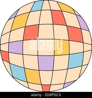 Disco ball groovy funky hippie character with funny face, cartoon ...