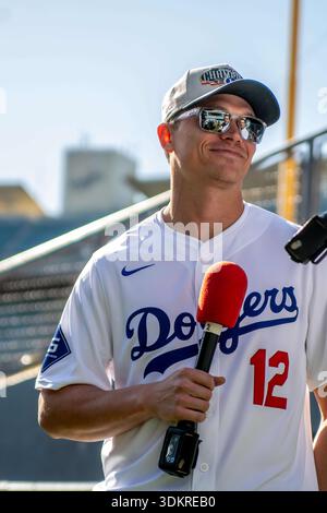 Los Angeles Dodgers' Alex Call walks back to the dugout during a ...
