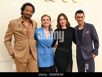 Karolina Wydra arriving to Apple TV Press Day at Barker Hanger on ...