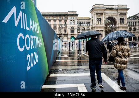 Italy. 04th Feb, 2026. The logo of the Milano Cortina 2026 Winter ...