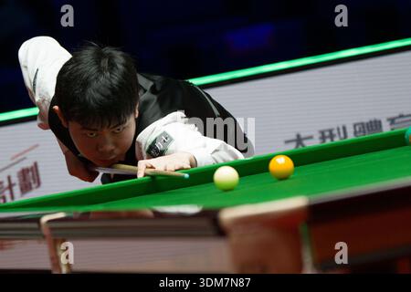 Chinese snooker player, Yuan Sijun during a game at the 2026 World ...