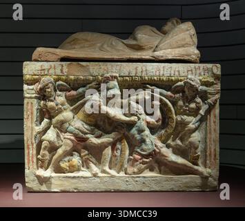 Ancient Etruscan art, Funerary urn with Ulysses and the Mermaids ...