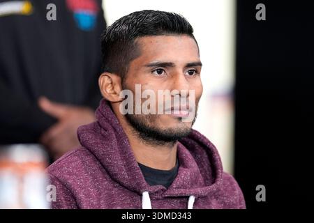 Boxer Juan Carlos Martinez Urbina during a press conference at BOXPARK ...