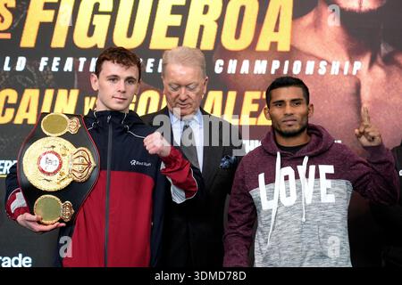 Jack Turner (left) and Juan Carlos Martinez Urbina during a weigh-in at ...