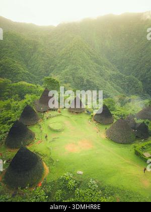 Wae Rebo without people with a clear view from a distance using a drone ...