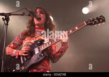 Singer Carlotta Cosials of the Hinds group performs during the festival ...