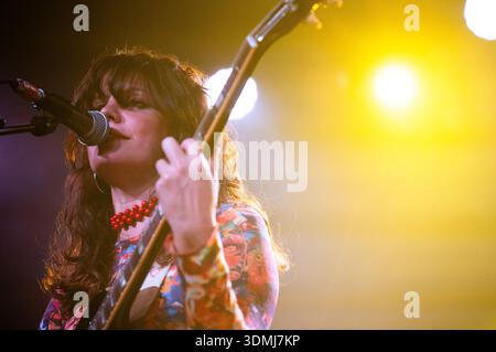 Singer Carlotta Cosials of the Hinds group performs during the festival ...