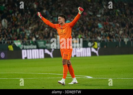 Juan Musso of Atletico de Madrid celebrates the victory after the UEFA ...