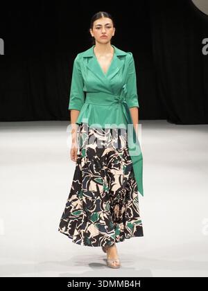The model walks on the catwalk at the MOMAD 2026 International Fashion ...