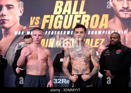 Andrew Cain and Alejandro Jair Gonzalez (centre right) face off during ...