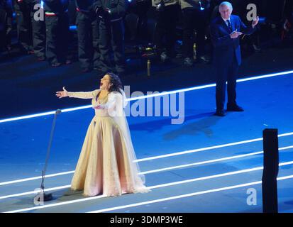 Opera singer Cecilia Bartoli performs during the Olympic opening ...