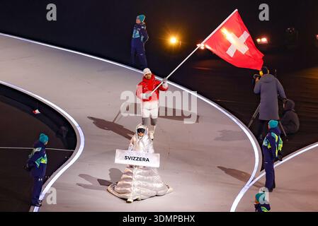 The Swiss delegation during the Opening Ceremony of the Olympic Winter ...